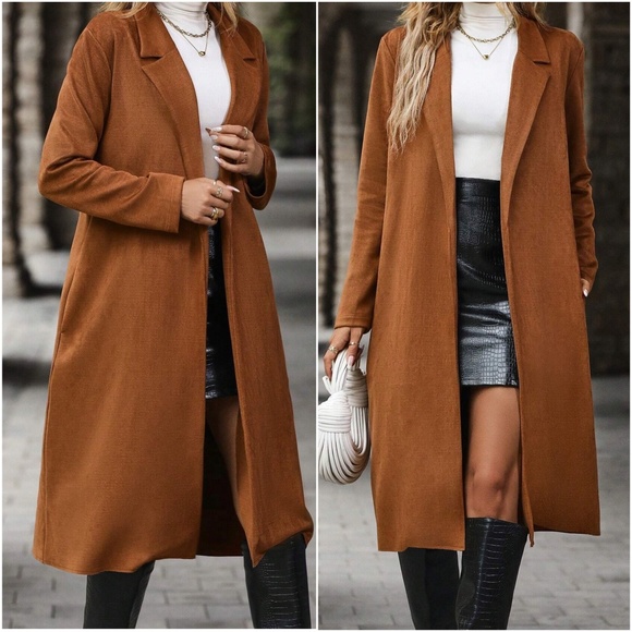BellanBlue | Jackets & Coats | Luxe Rust Vegan Suede Open Front Long ...